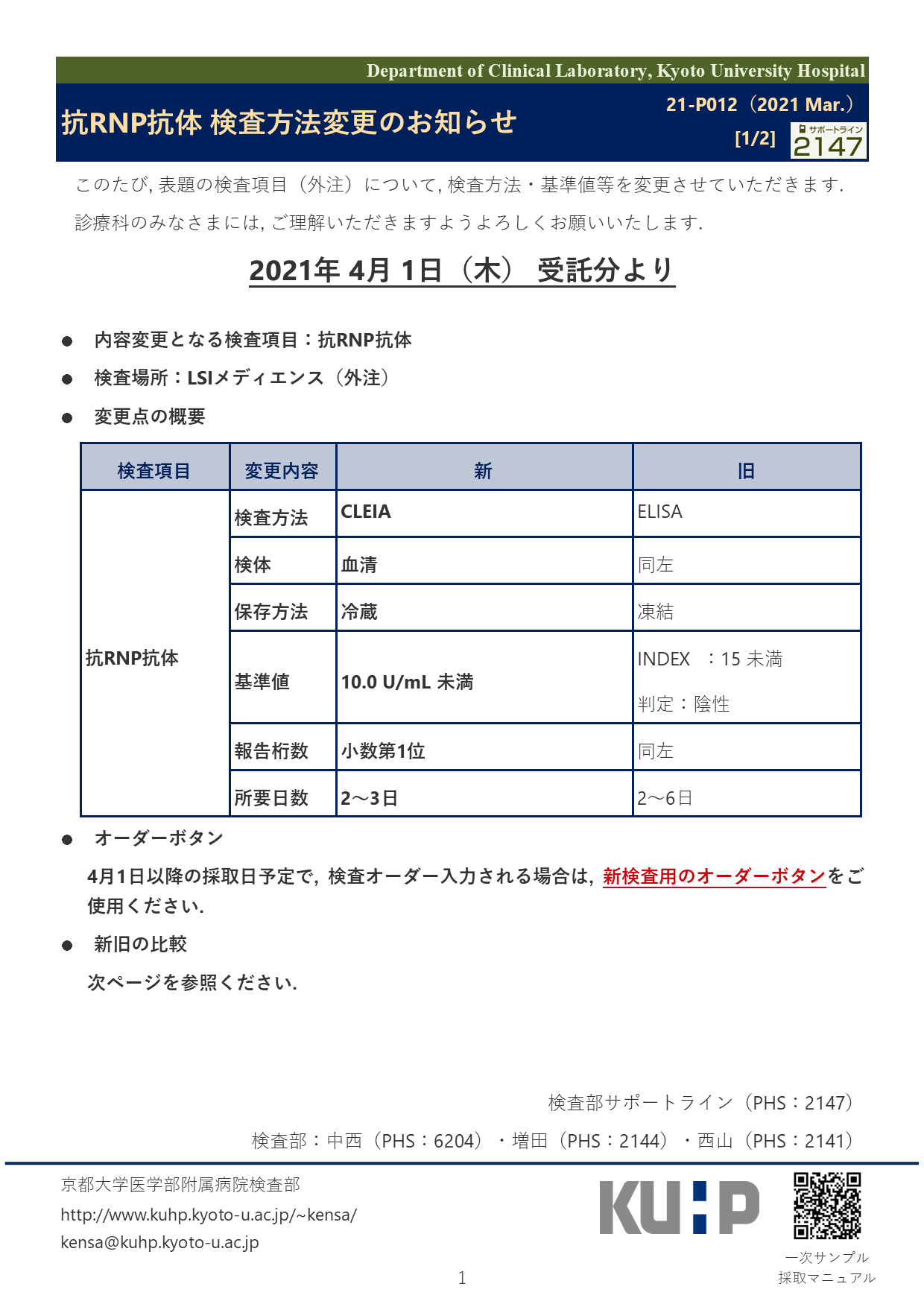 6954_抗RNP抗体[CLEIA] 京都大学医学部附属病院検査部 検査項目情報